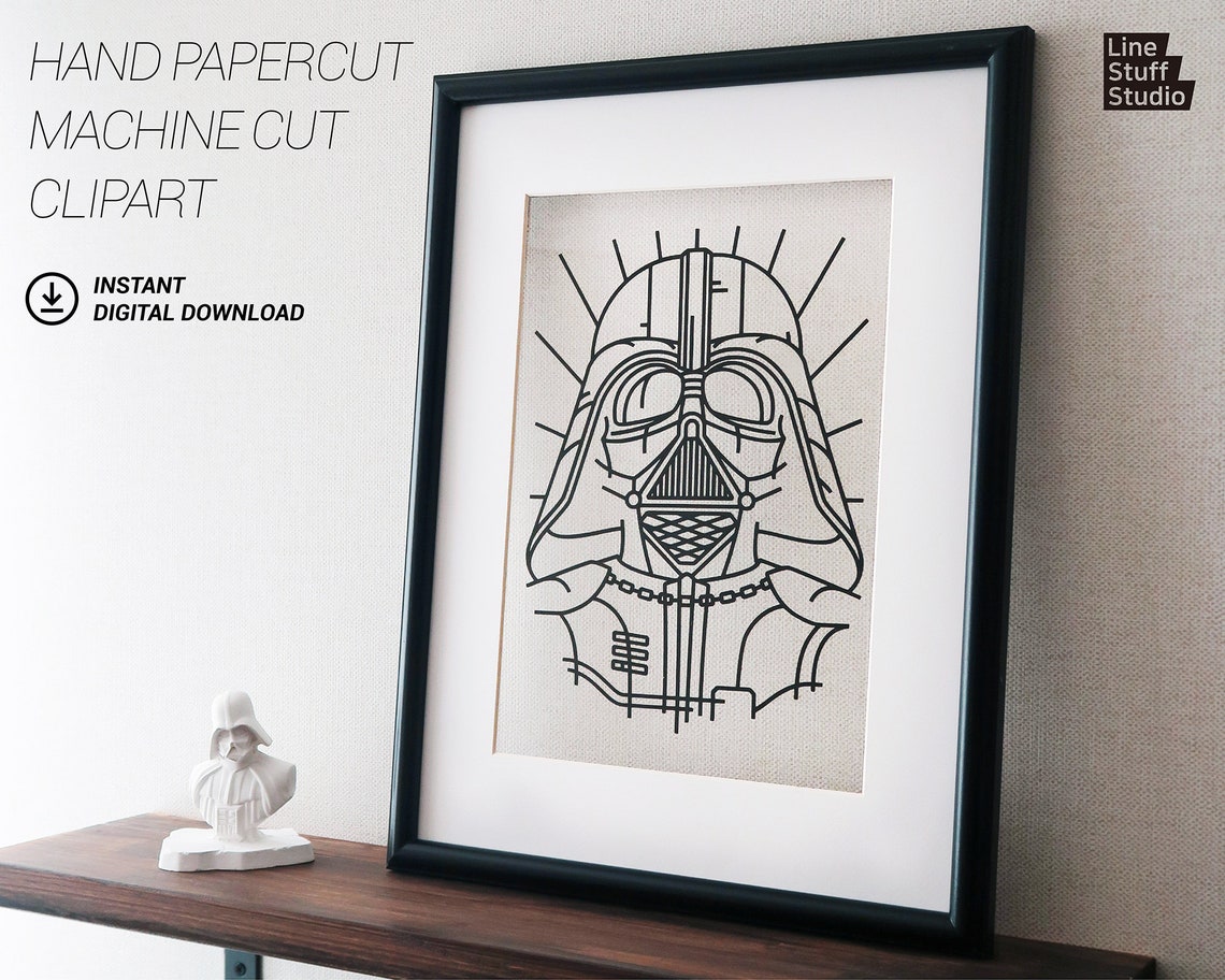 Star Wars Line Art Darth Vader Papercut Template Cricut - Etsy