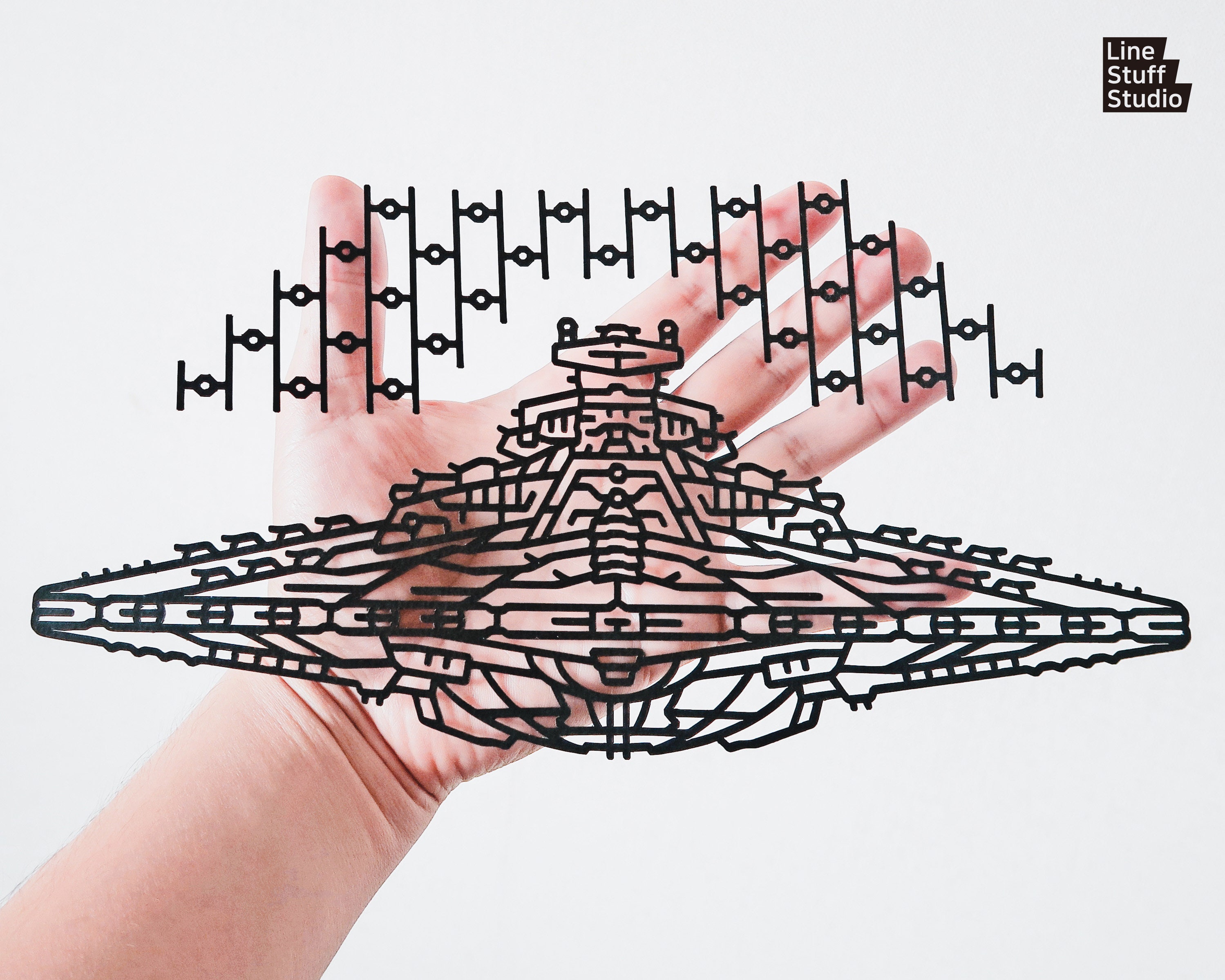 Star Wars Line Art Bellator_star_destroyer Papercut Template Geek Decor ...
