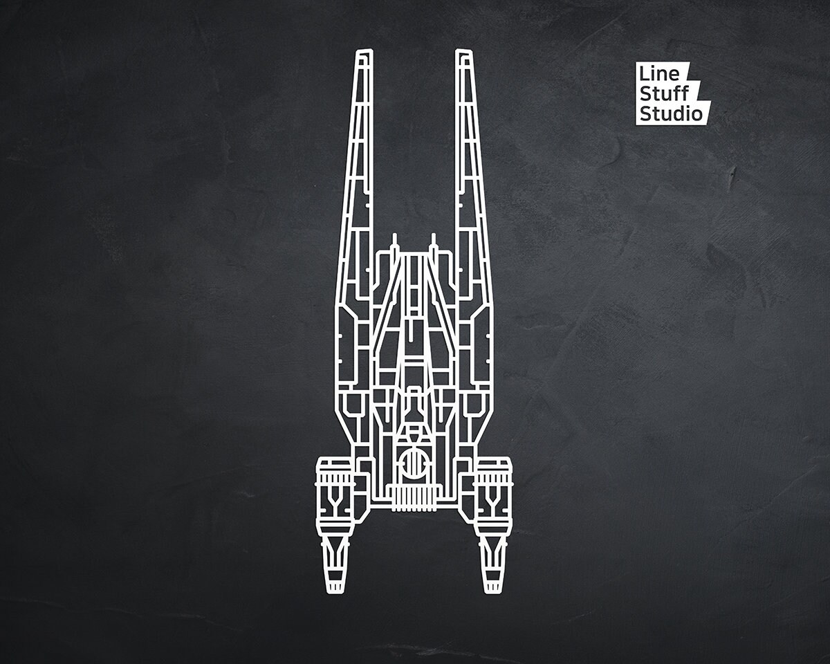 Star Wars Line Art U-wing Starfighter Papercut Template - Etsy
