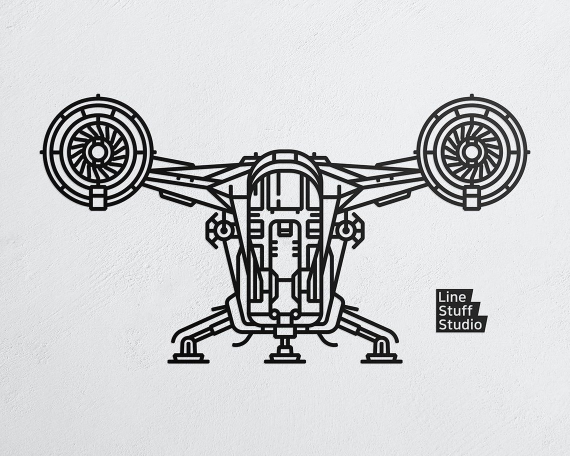 Star Wars Line Art Mandalorian Razor Crest Papercut Template - Etsy