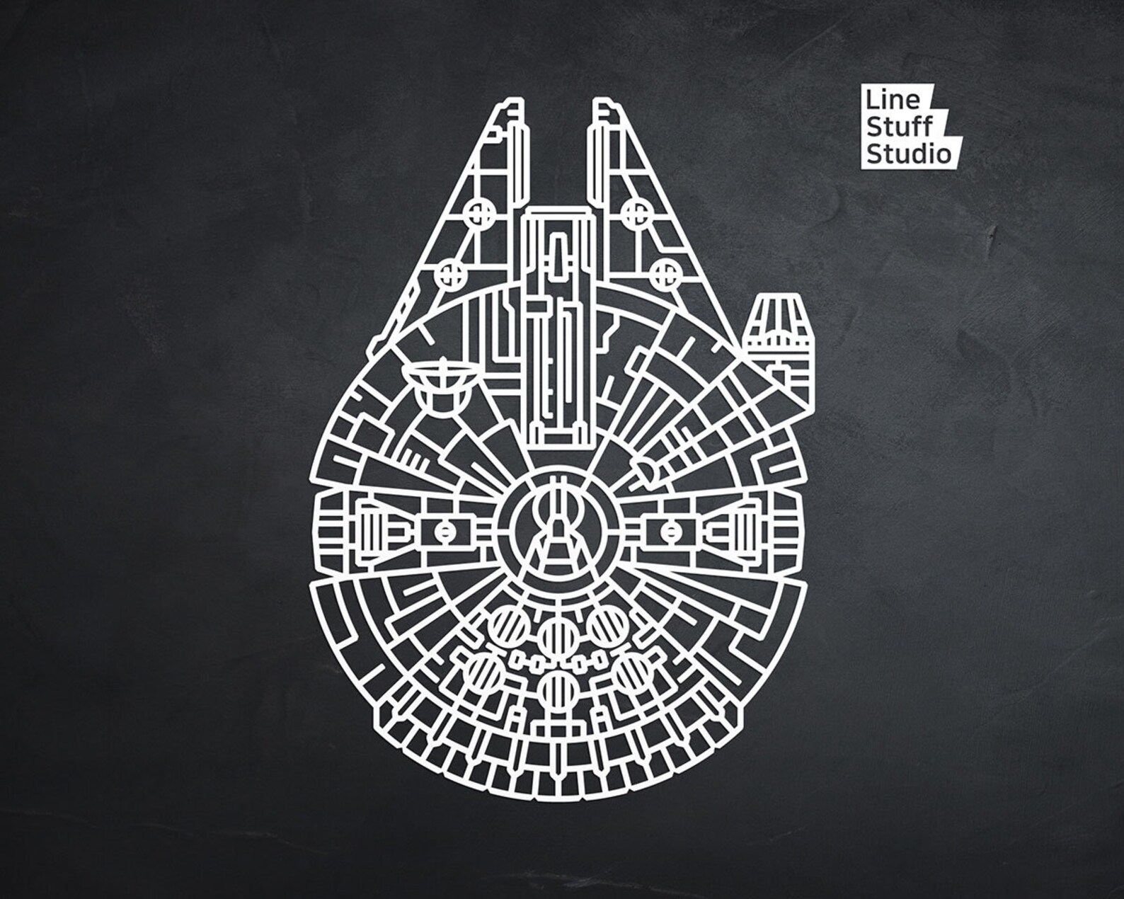 Star Wars Line Art Millenium Falcon Papercut Template Geek Decor ...