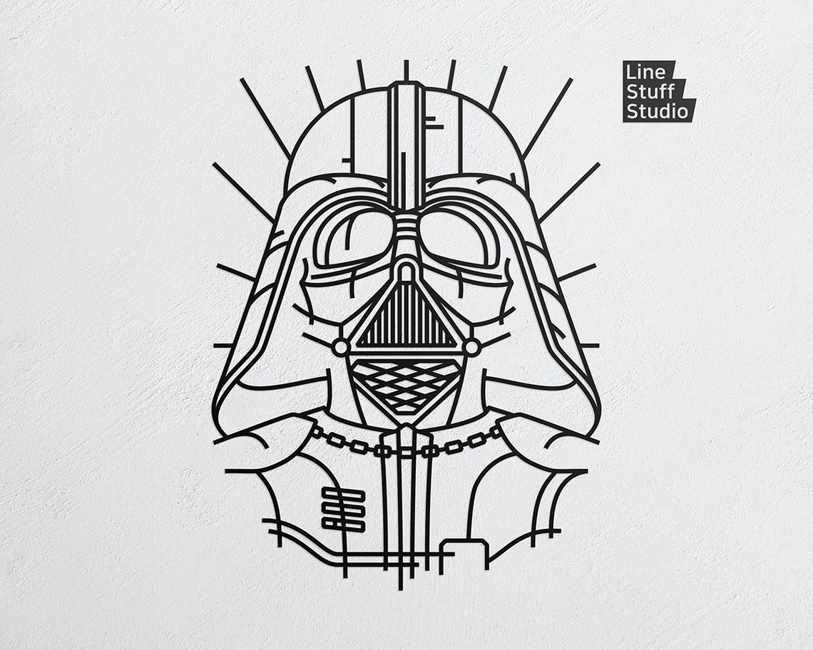 Star Wars Line Art Darth Vader Papercut Template Cricut - Etsy