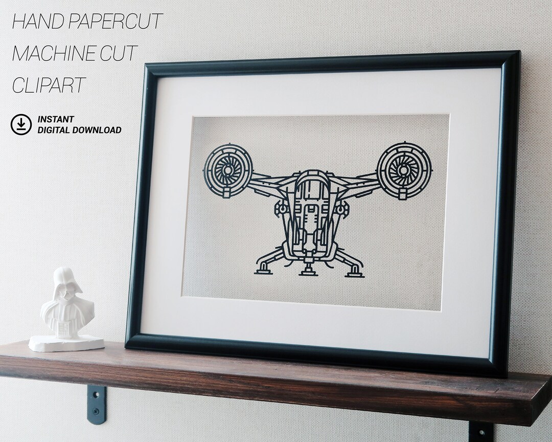 Star Wars Line Art Mandalorian Razor Crest Papercut Template - Etsy