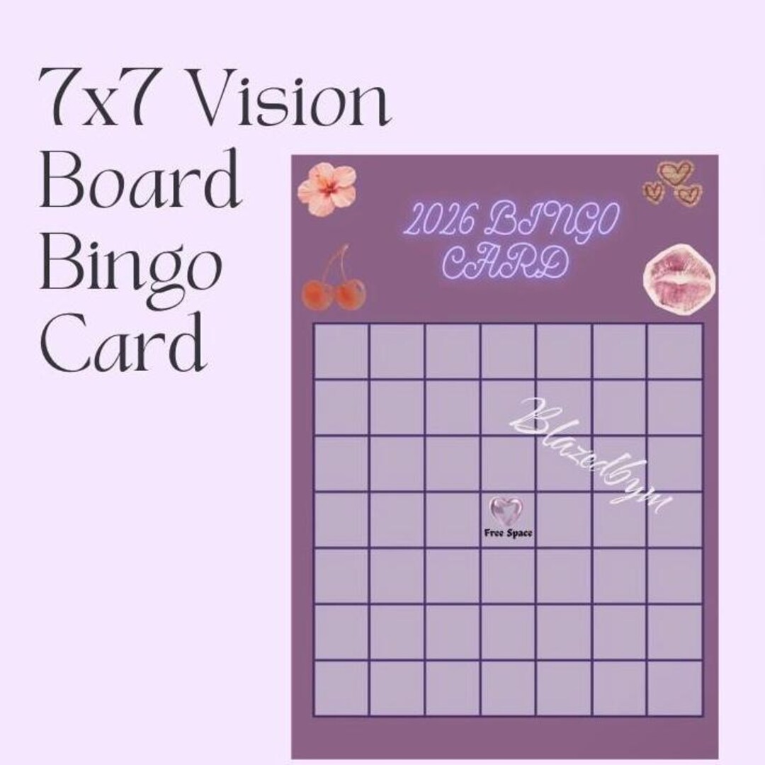 7x7 Vision Board Bingo Card- Digital Download & Editable Canva Template ...