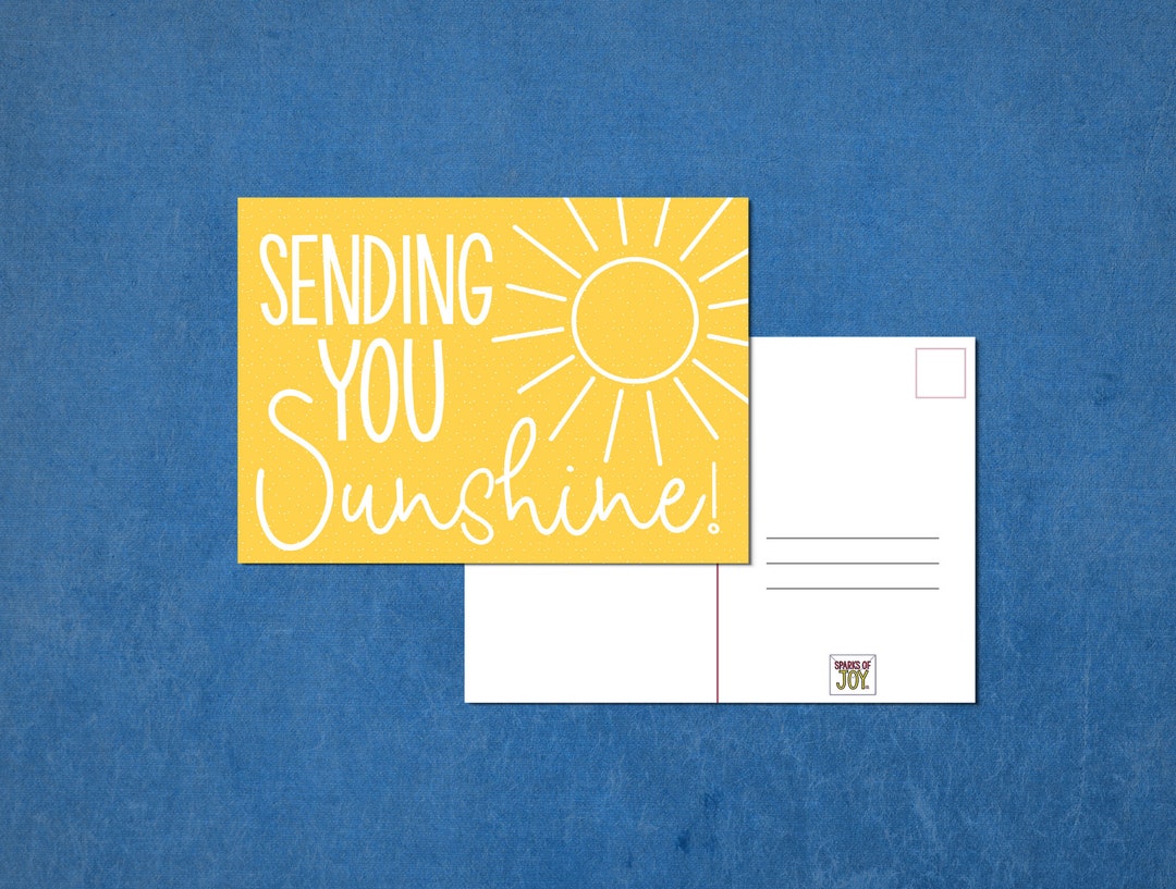 Sending You Sunshine Pre-stamped 5x7 Postcard, Snail Mail, Cute ...