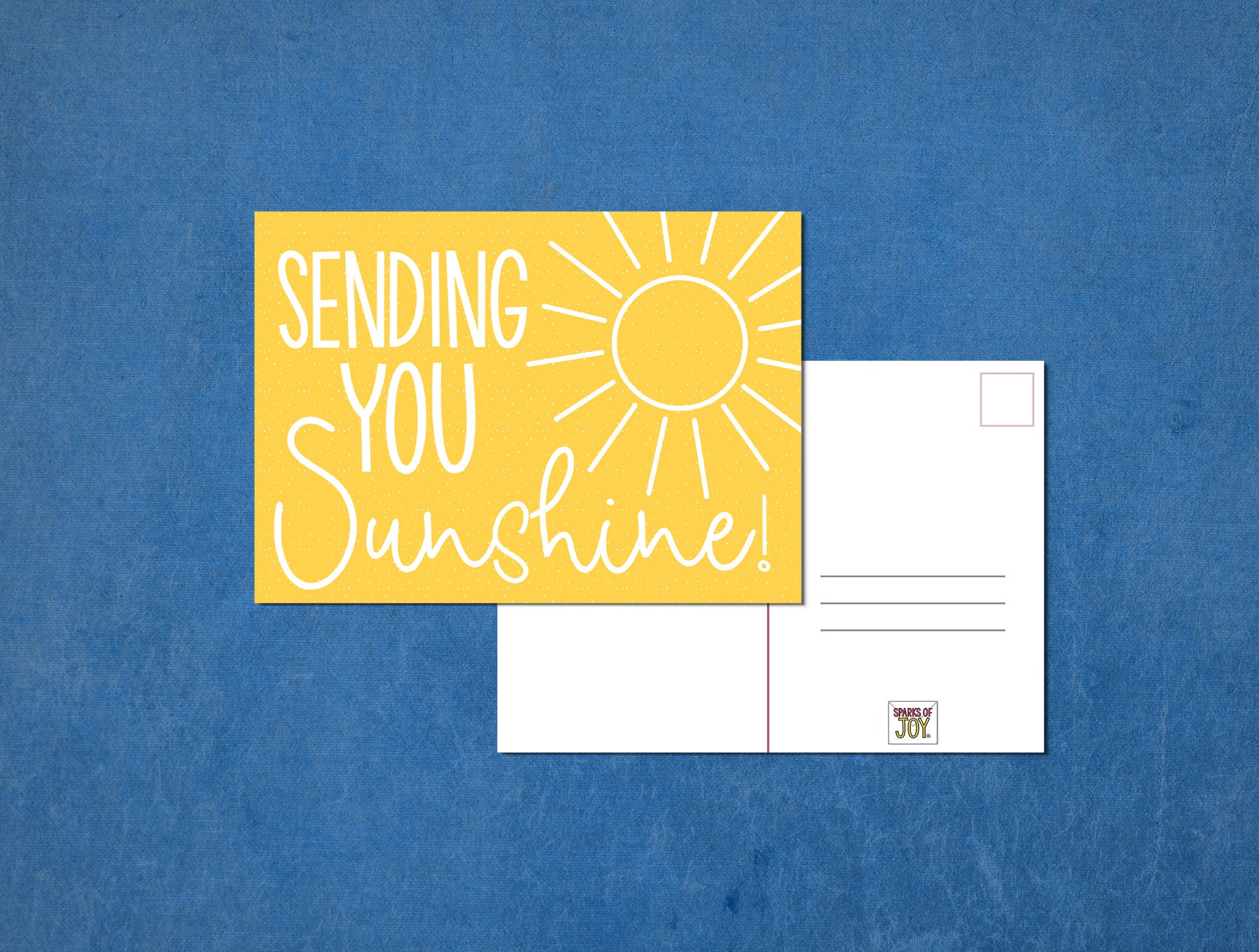 Sending You Sunshine Pre-Stamped 5x7 Postcard Snail Mail | Etsy