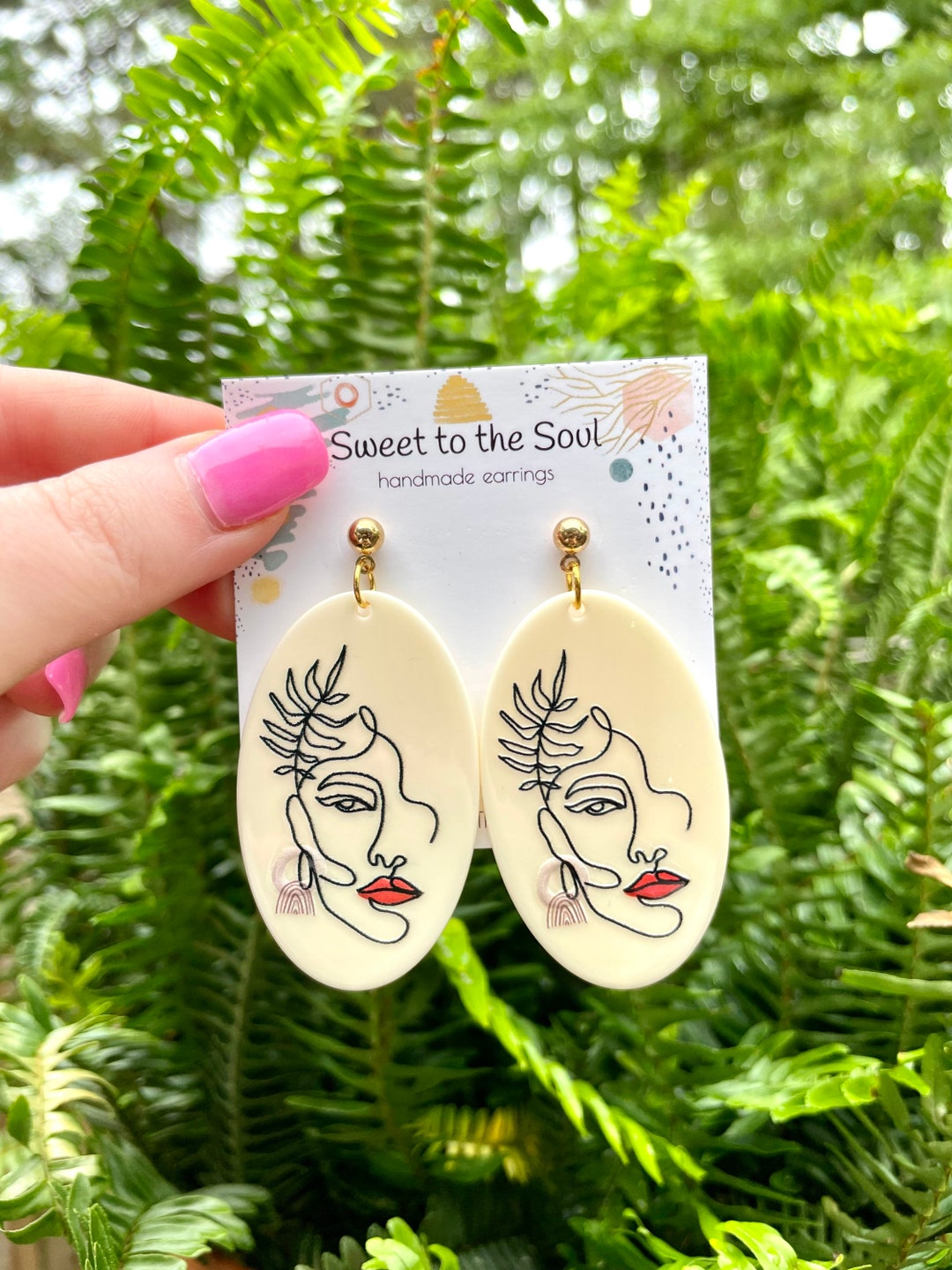 THE IT GIRL | White Earrings | Line Drawing Earrings | Face Earrings ...
