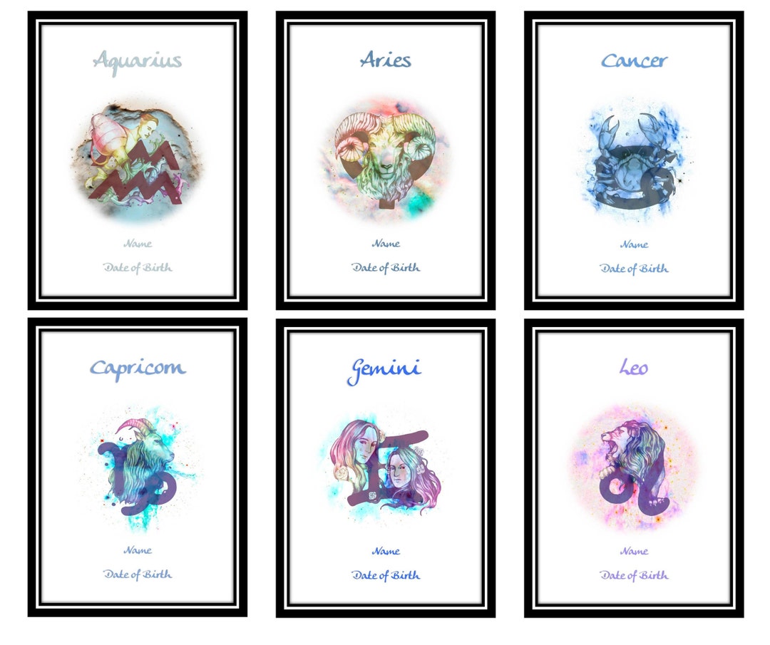 Personalised Star Sign Zodiac Horoscope Astrology Poster Print Wall Art ...