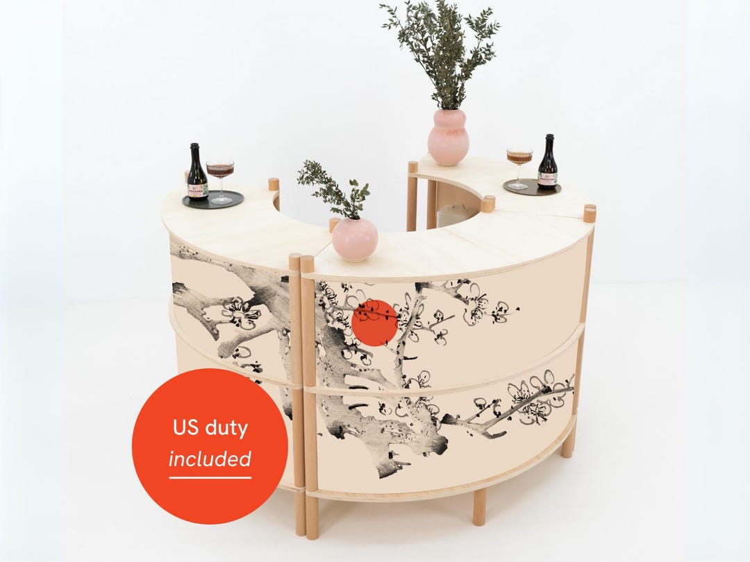 Curved Wooden Market Stall Counter – Portable Retail Check Stand, Trade ...