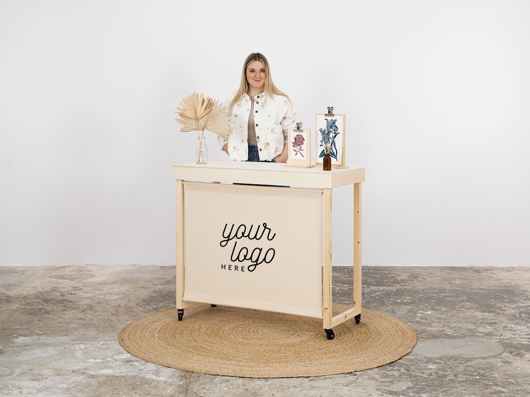 Vendor Table VC-04-C-W-NT With Branded Panel and Castor Wheels ...