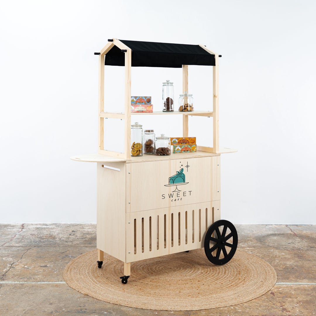 Portable Wooden Display Cart | Mobile Vendor Stand for Event & Retail ...