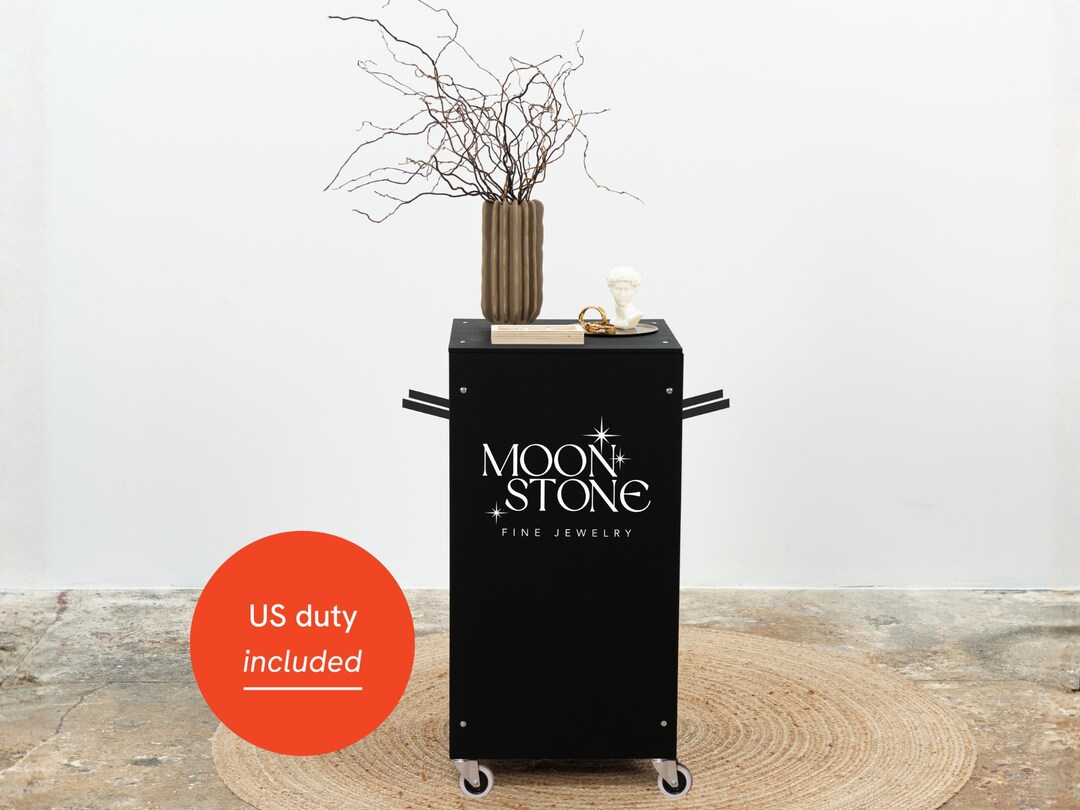 Personalized Black Host Stand, Portable Counter With Inner Shelf - Etsy