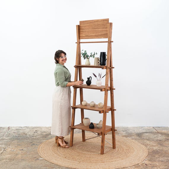 Collapsible Retail Shelving Unit VS 04 CF in Coffee Stained Color Custom Logo Retail Stand Vendor Stand Brand Corner Etsy