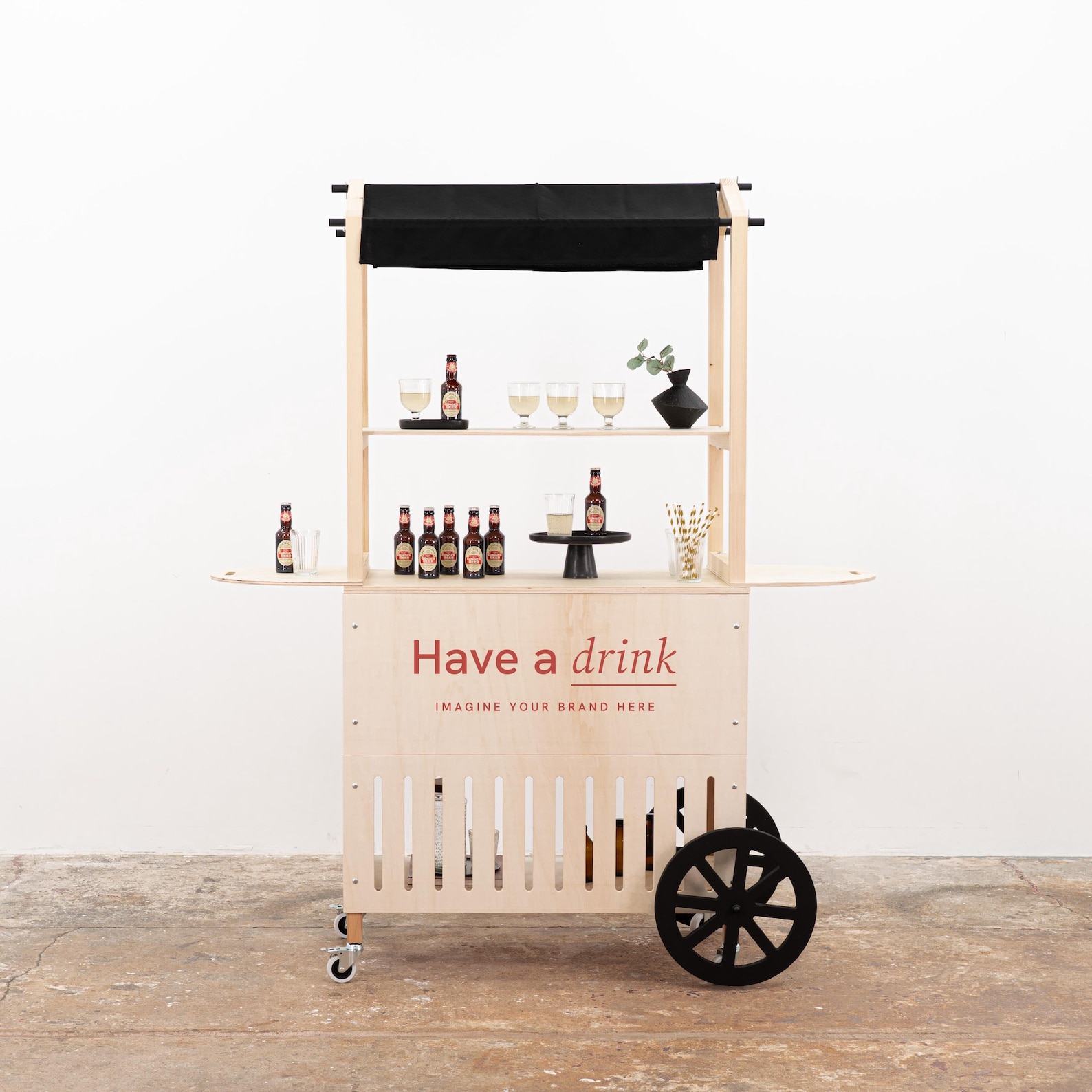 Portable Wooden Display Cart | Mobile Vendor Stand for Event & Retail ...