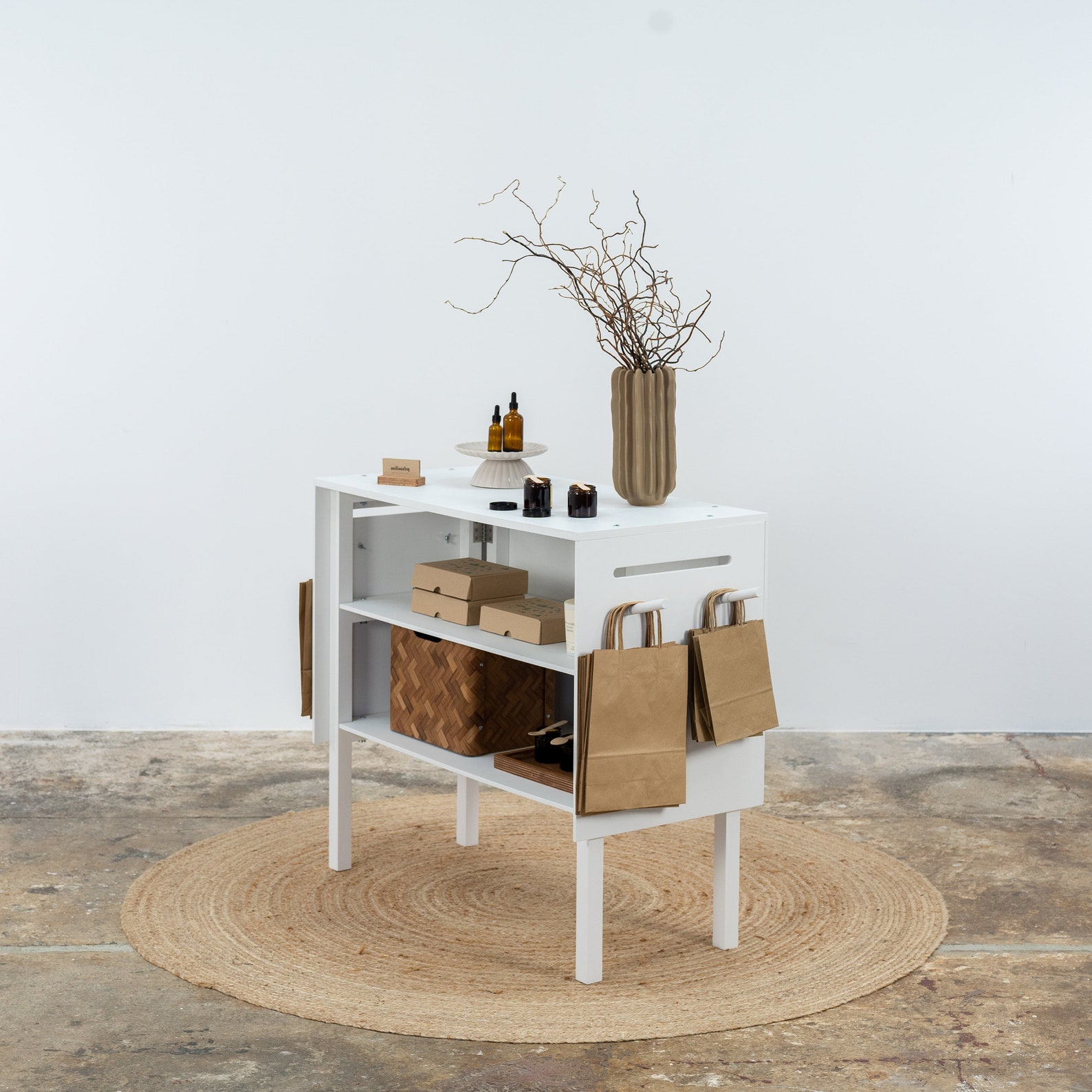 Checkout Counter VC-03-WT in White Color | Collapsible Portable Vendor ...