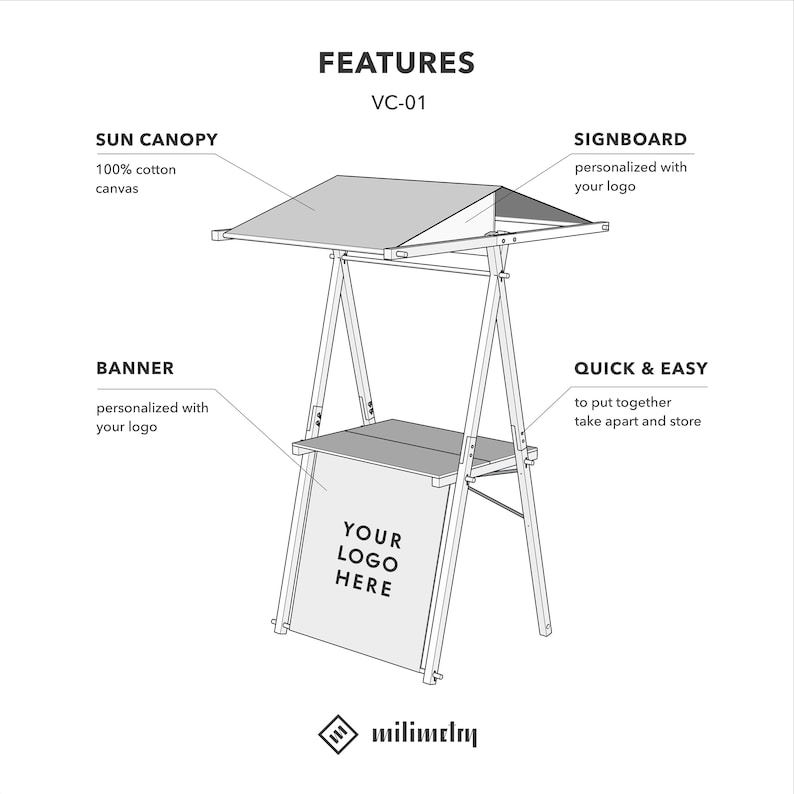 Vendor Display Stand VC-01-NT With Front Panel and Sun Canopy Options ...