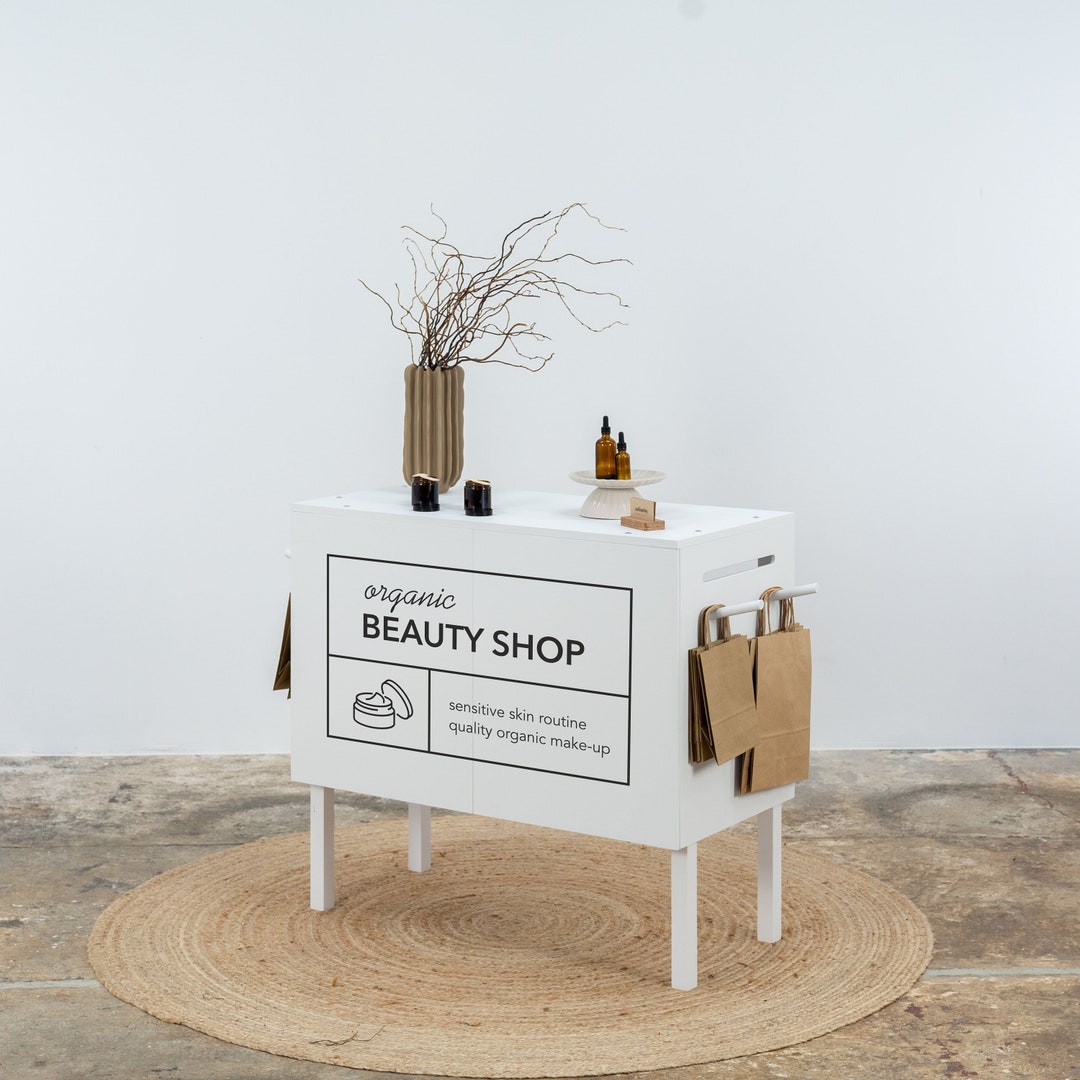 Checkout Counter VC-03-WT in White Color | Collapsible Portable Vendor ...