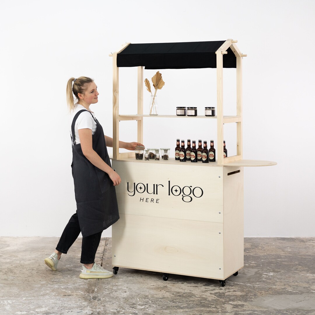 Vendor Cart, Mobile Bar VC-12-W-NT Pop up Cart Collapsible Checkout ...