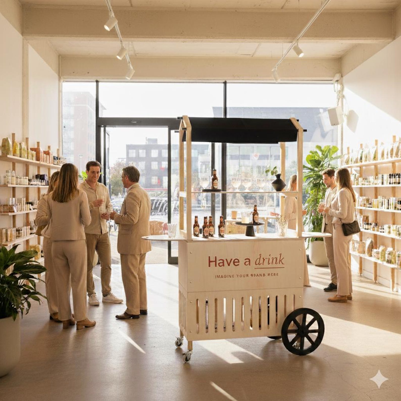 Portable Wooden Display Cart | Mobile Vendor Stand for Event & Retail ...