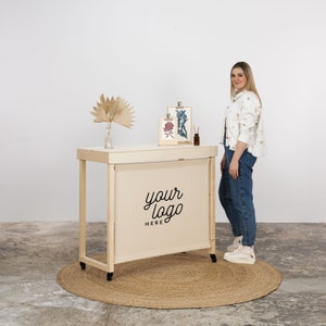 Vendor Table VC-04-C-W-NT With Branded Panel and Castor Wheels ...