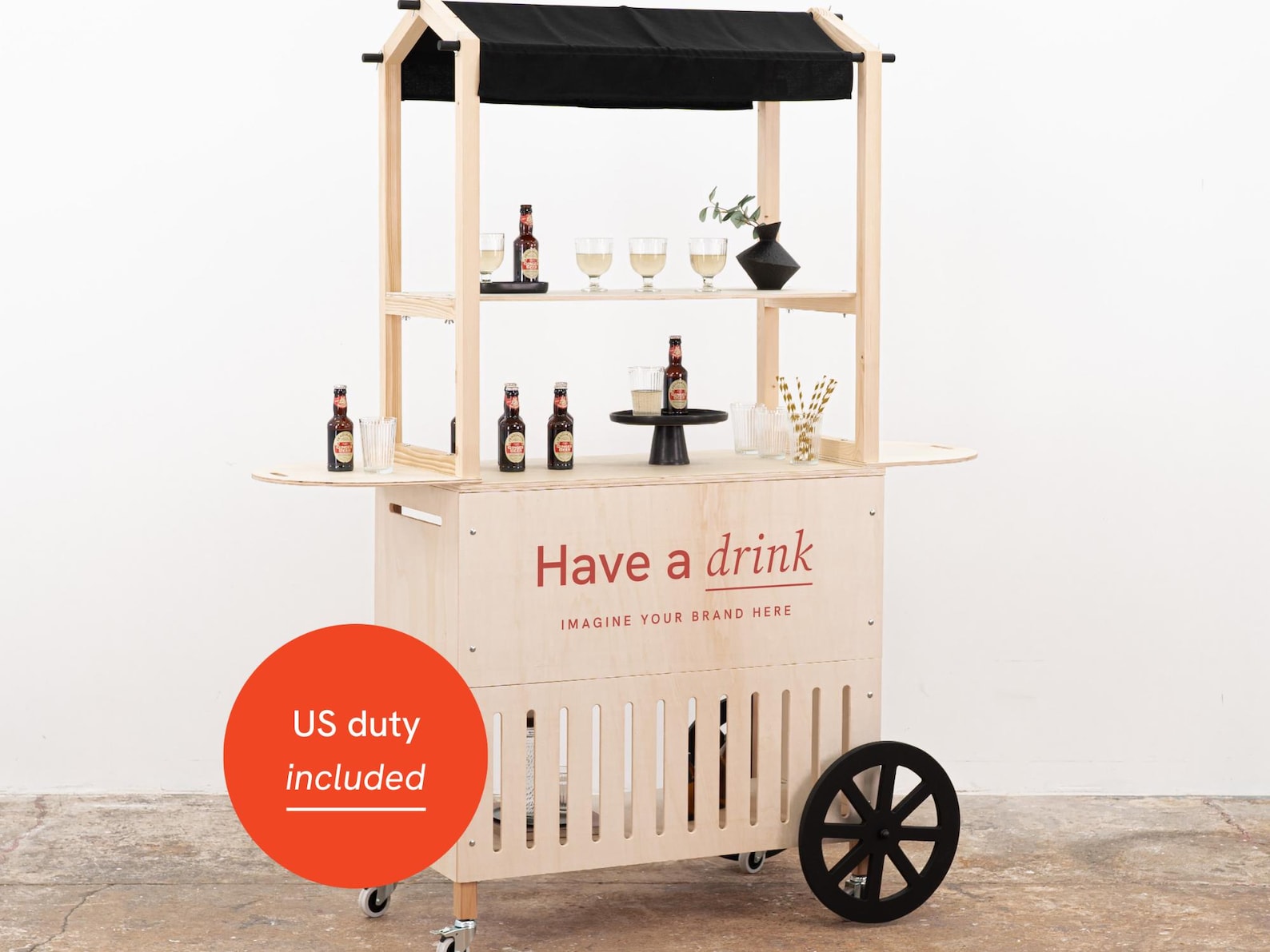 Portable Wooden Display Cart | Mobile Vendor Stand for Event & Retail ...
