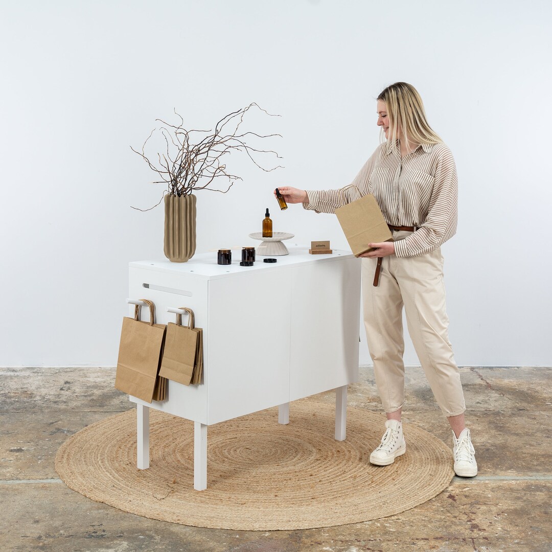 Checkout Counter VC-03-WT in White Color Collapsible Portable Vendor ...