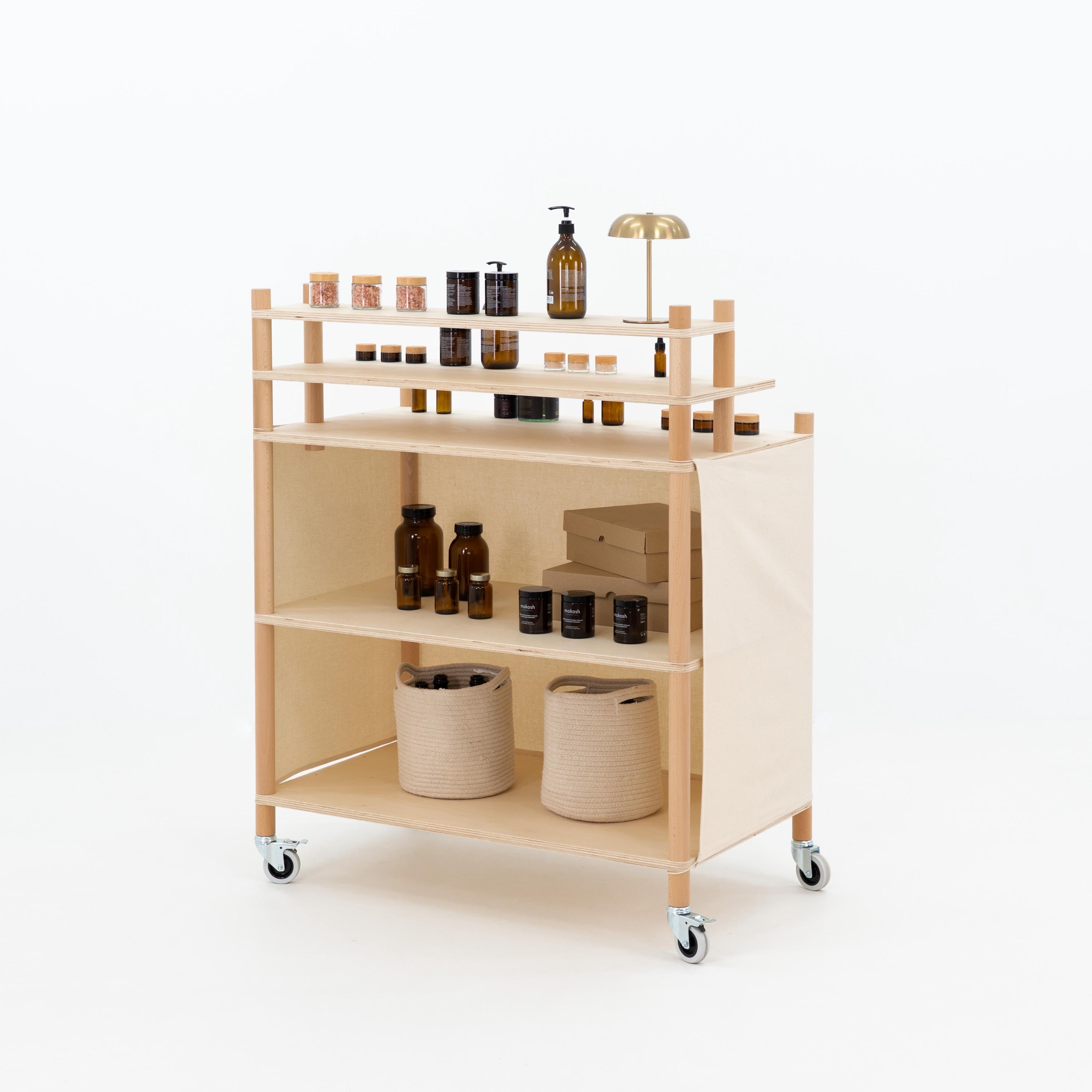 Wooden Mobile Checkout Stand With Display Risers – BC-03-W-NT – Natural ...