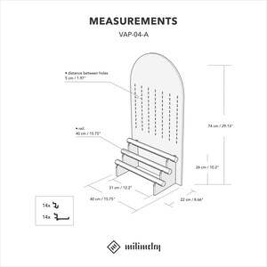 Space-saving Wooden Pegboard VAP-04-NT With Hooks | Display Stands for ...