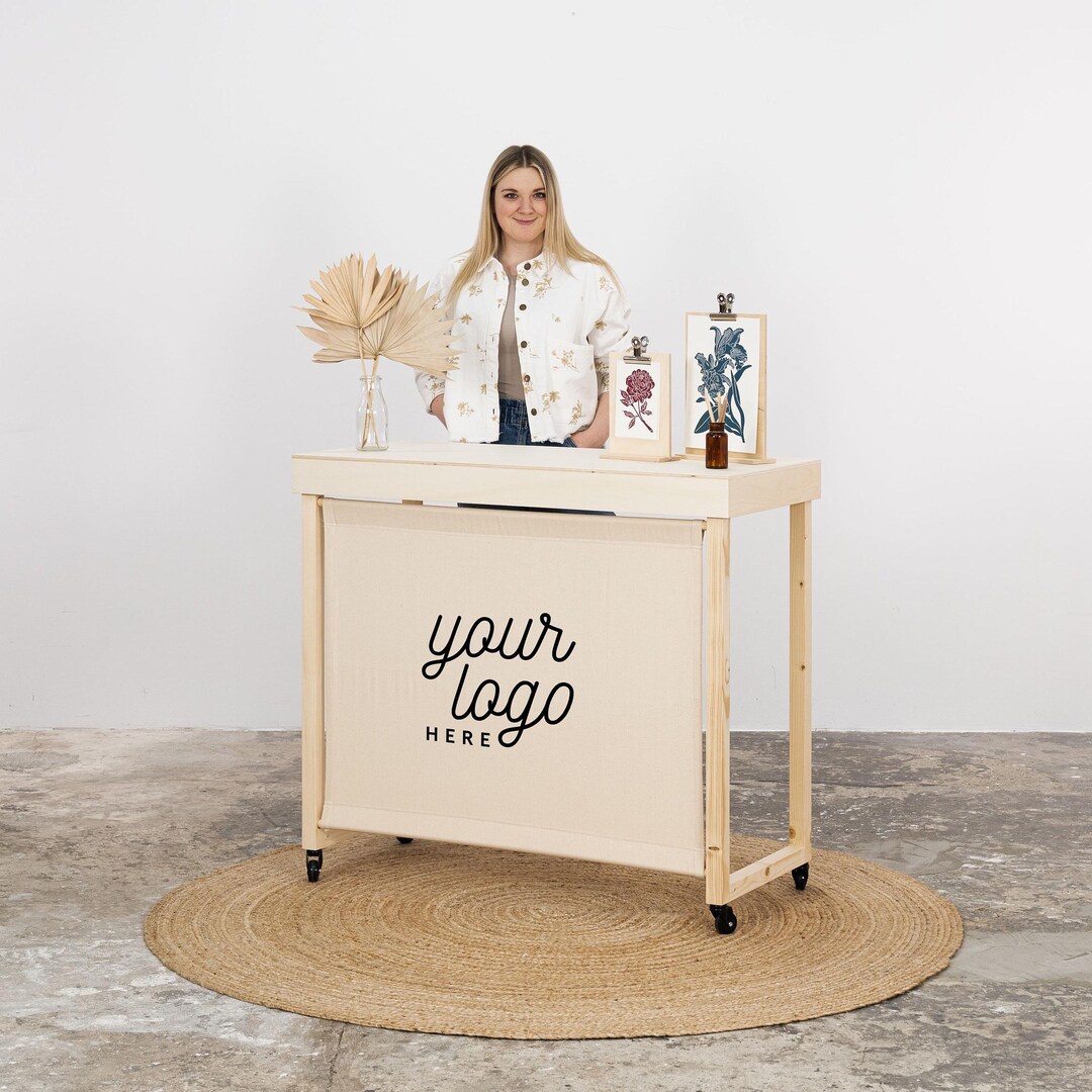 Vendor Table VC-04-C-W-NT With Branded Panel and Castor Wheels ...