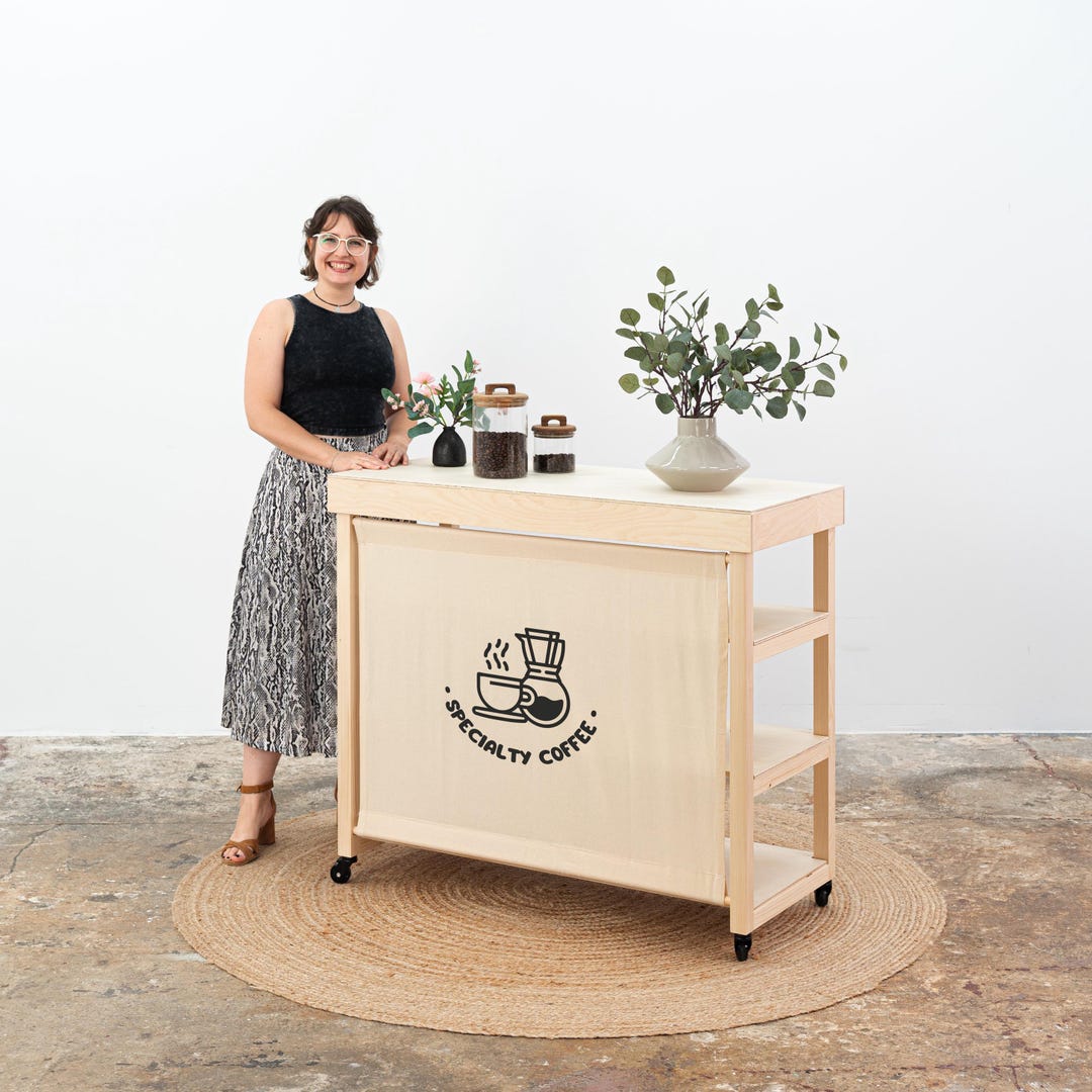 Vendor Table Vc-10-c-w-nt With Branded Panel, Shelves and Castor Wheels ...