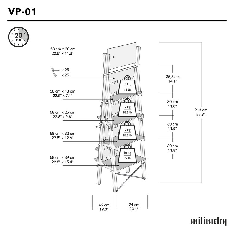 Portable A-frame Shelving With Pegboard VP-01-NT - Etsy
