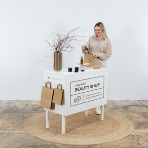 Checkout Counter VC-03-WT in White Color | Collapsible Portable Vendor ...