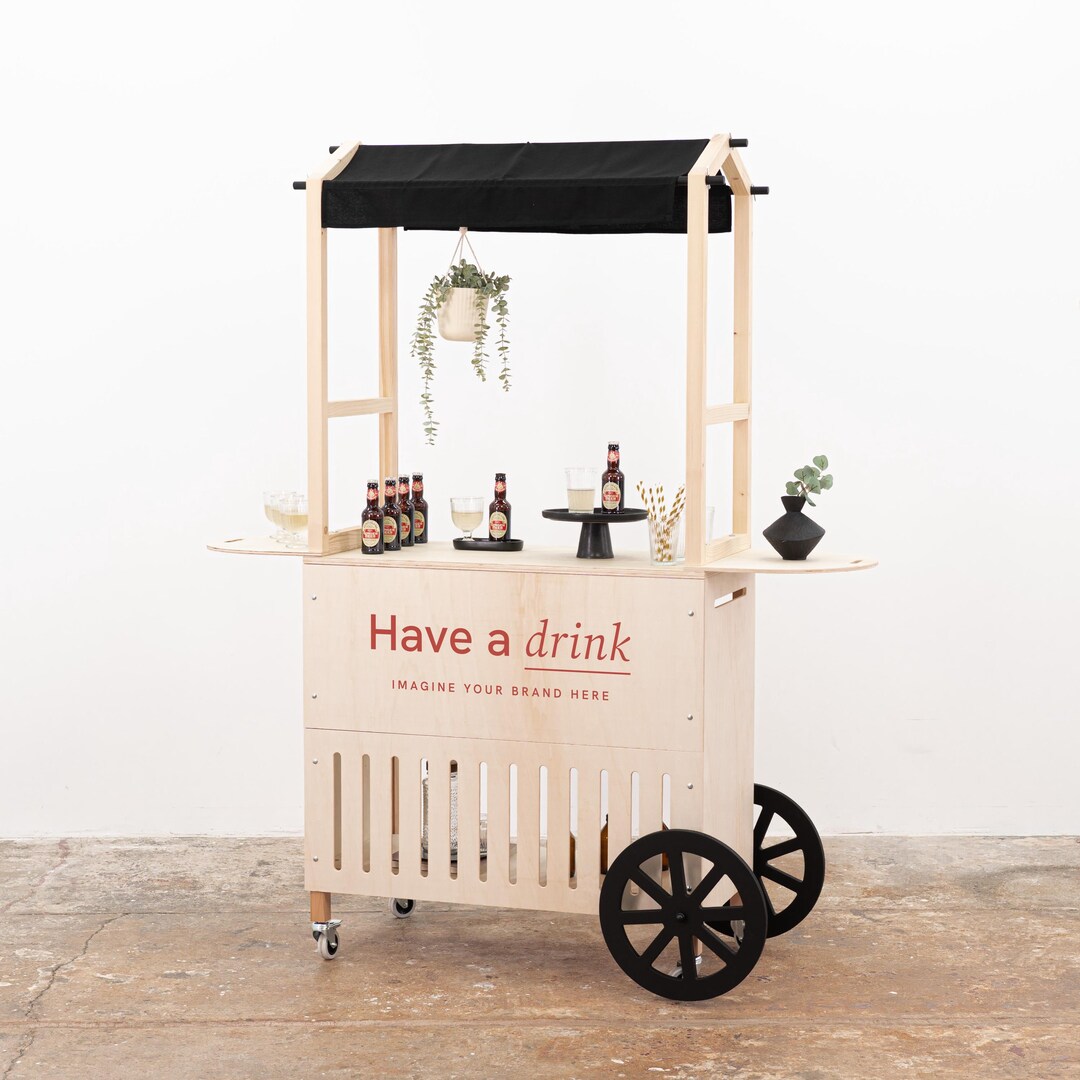Portable Wooden Display Cart | Mobile Vendor Stand for Event & Retail ...