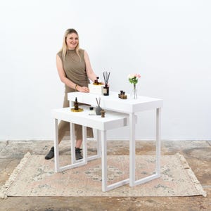 A Set of 2 Display Nesting Tables VC-15-WT in White Color, Catering ...