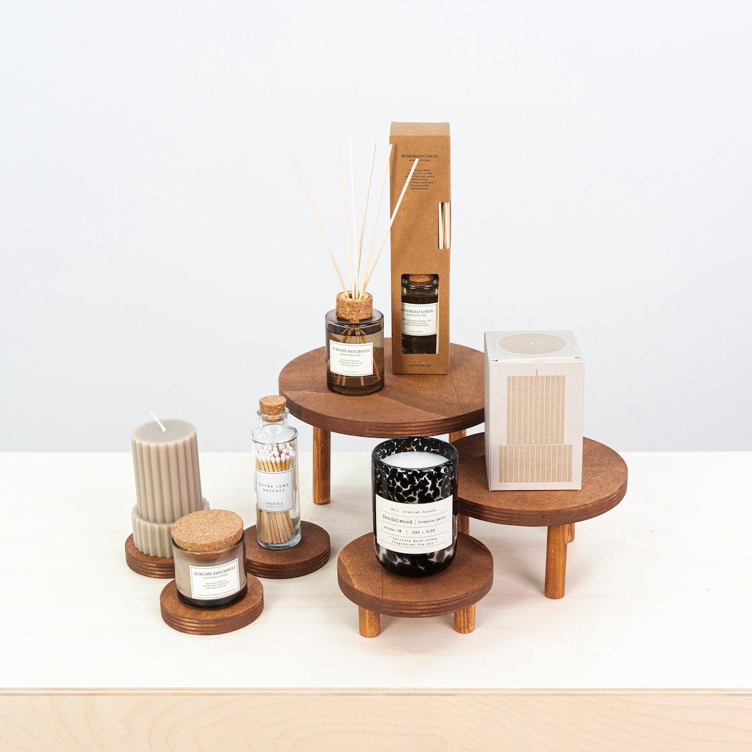 Set of 3 Risers and 3 Coasters VAR-11-CF | Display Stands for Candles ...