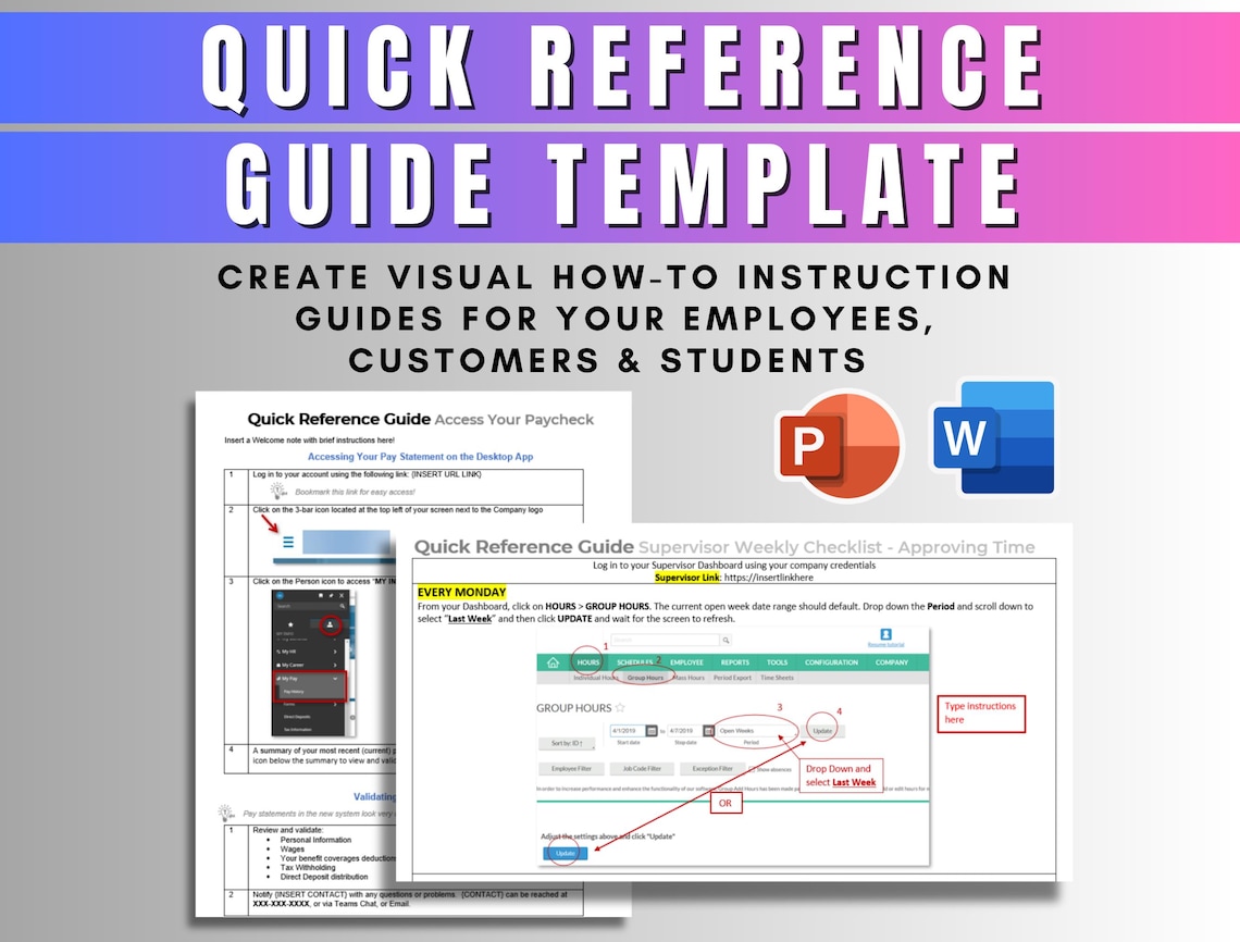 Quick Reference Guide Templates - Visual How-to Instructions for ...