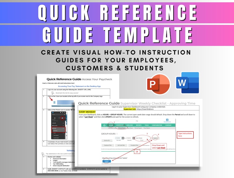 Quick Reference Guide Templates - Visual How-to Instructions for ...