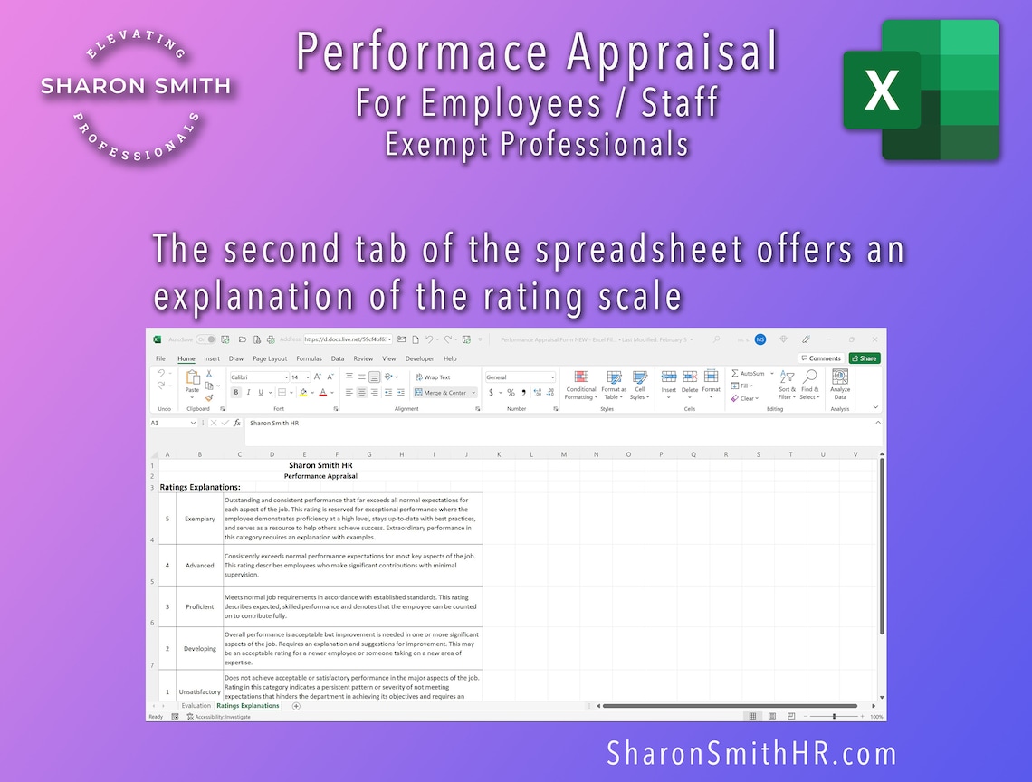 Performance Appraisal Form (employee) - MS Excel Form Template - Etsy