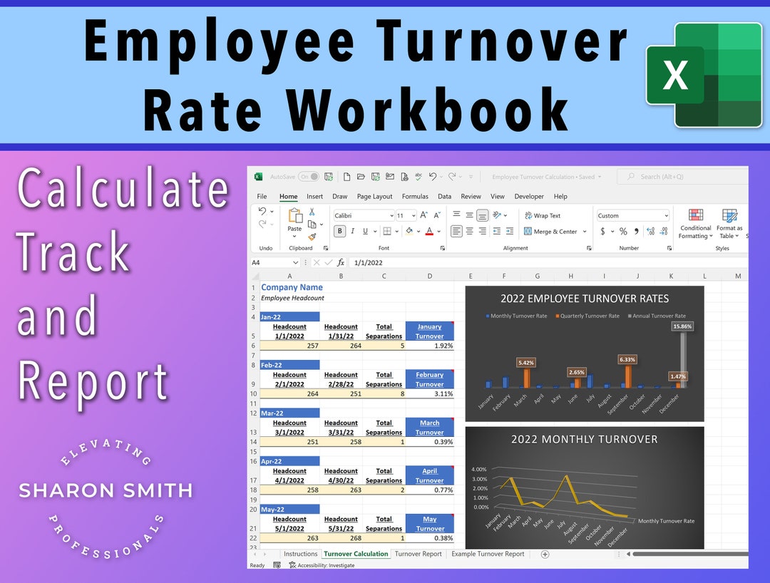 Employee Turnover Rate Template Excel Workbook, Employee Turnover ...