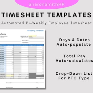 Employee Timesheet Template for Payroll and HR - Etsy