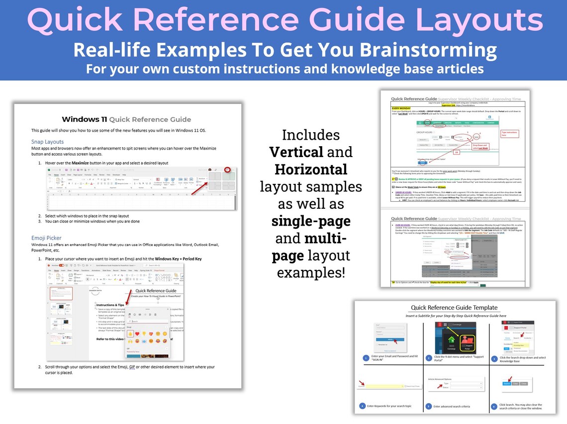 Quick Reference Guide Templates - Visual How-to Instructions for ...