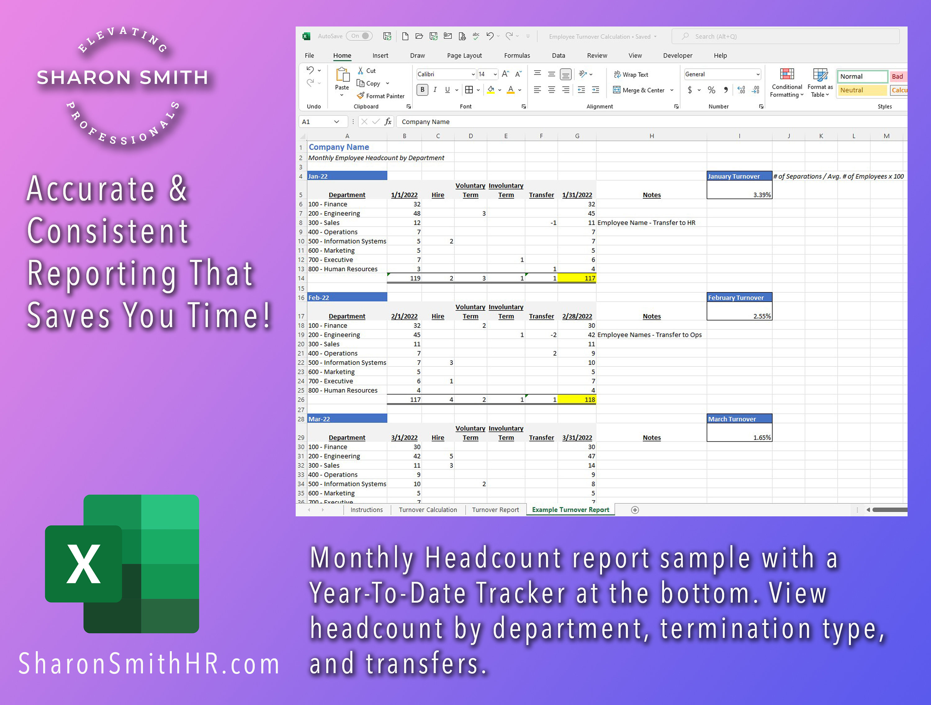 Employee Turnover Rate Template Excel Workbook, Employee Turnover ...
