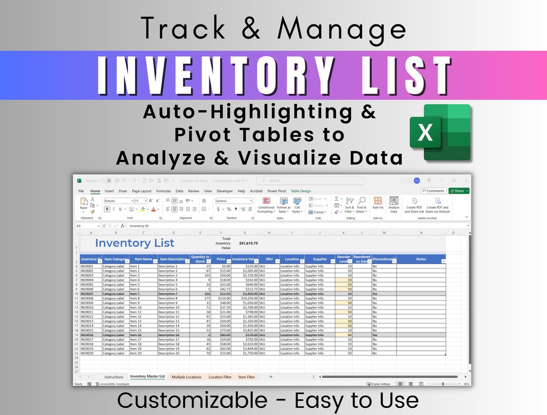 Inventory List Template in Excel - Manage & Track Inventory - Inventory ...
