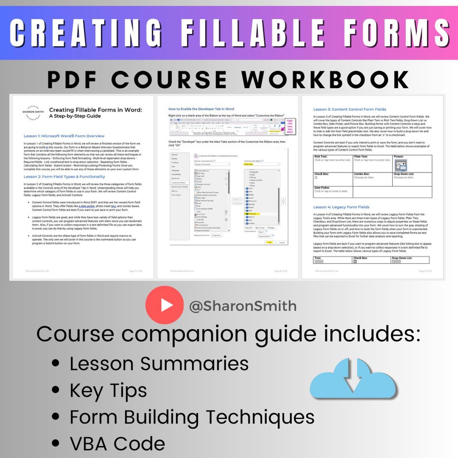 Microsoft Word Fillable Forms Course Workbook + Templates | Step-by ...