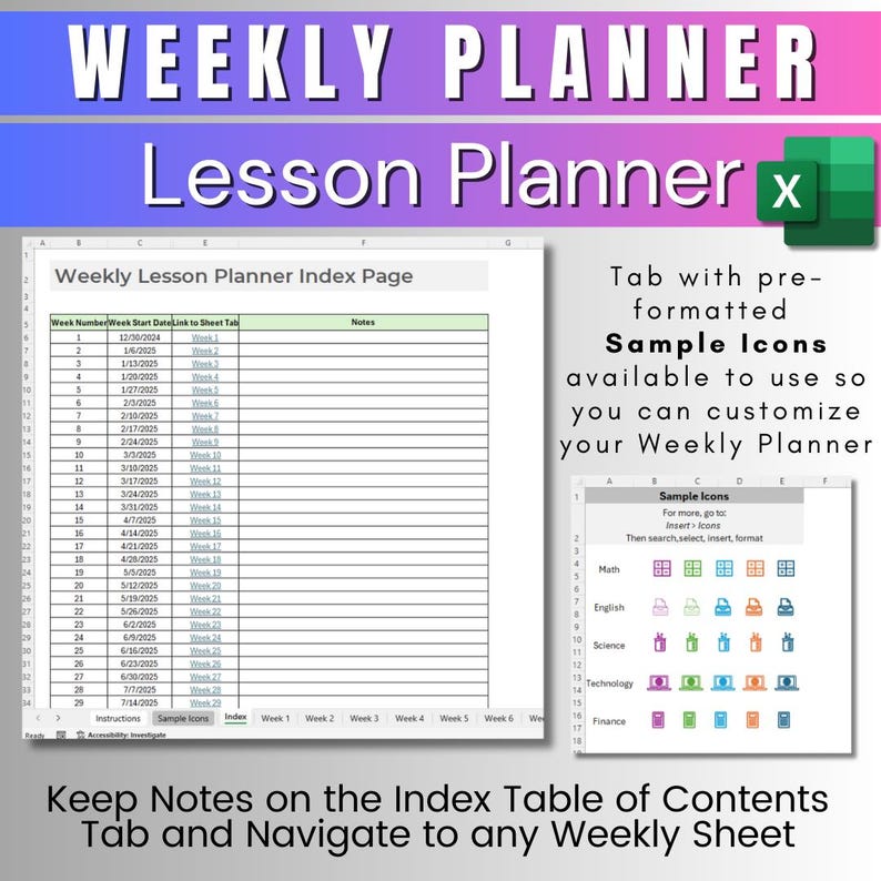 Weekly Planner Template Excel - Weekly Planner 2025 - Weekly Planner ...