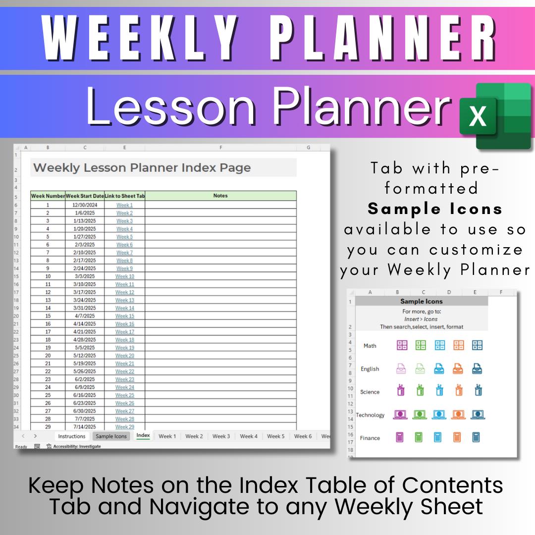Weekly Planner Template Excel - Weekly Planner 2025 - Weekly Planner ...