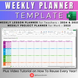 Weekly Planner Template Excel - Weekly Planner 2025 - Weekly Planner ...