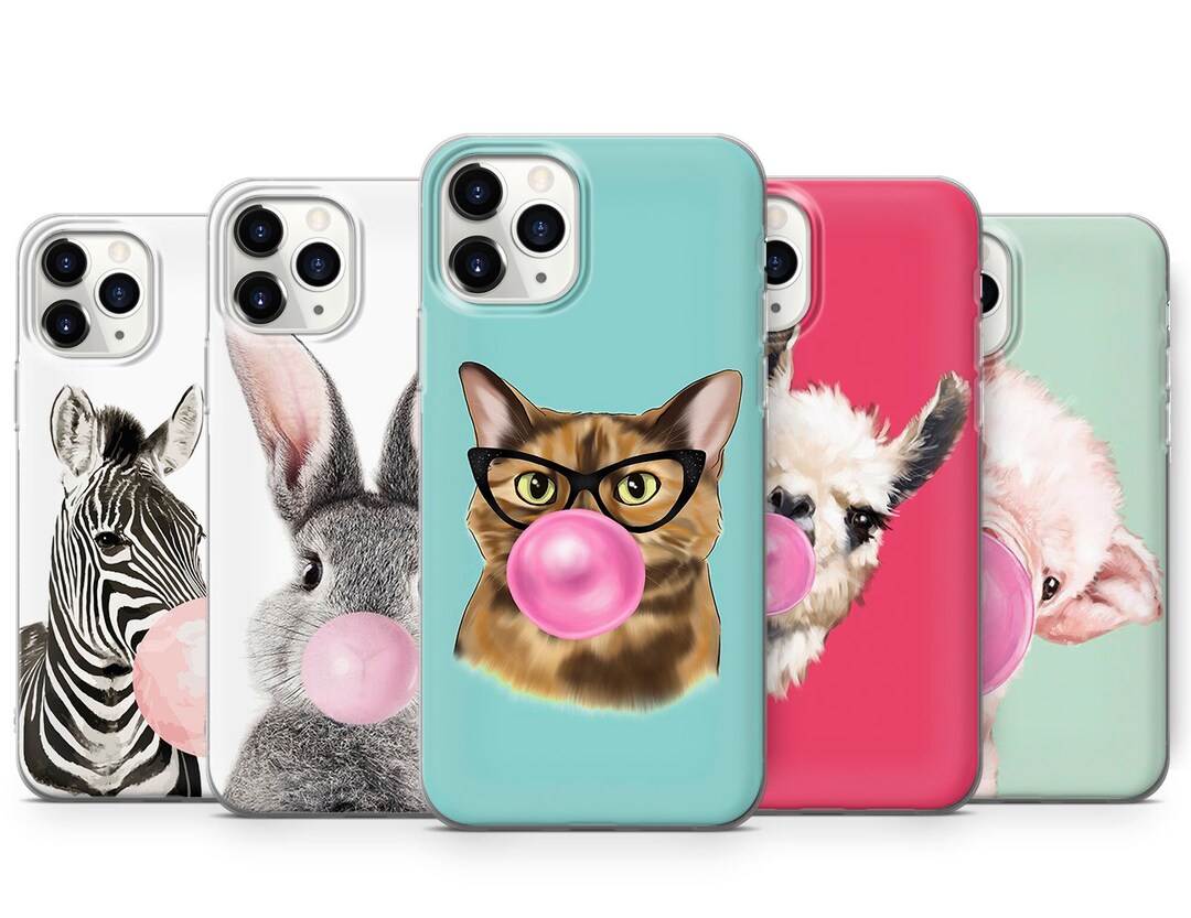 Animals Blowing Bubble Gum Pig Cat Lama Giraffe Phone Case, Phone Cover ...