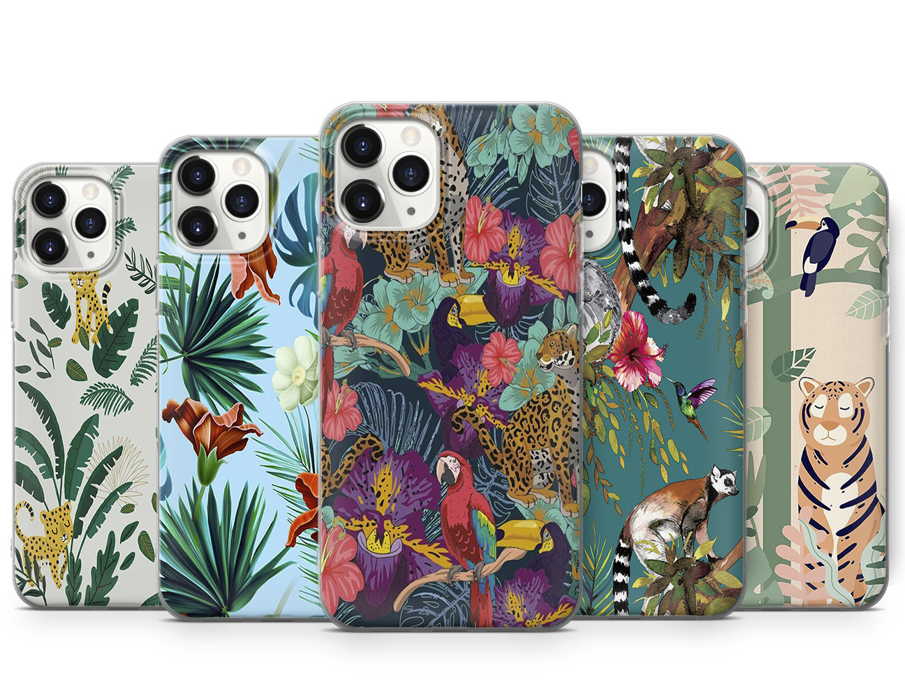 Jungle Animals Tiger Monkey Parrot Phone Case Cover - Etsy UK