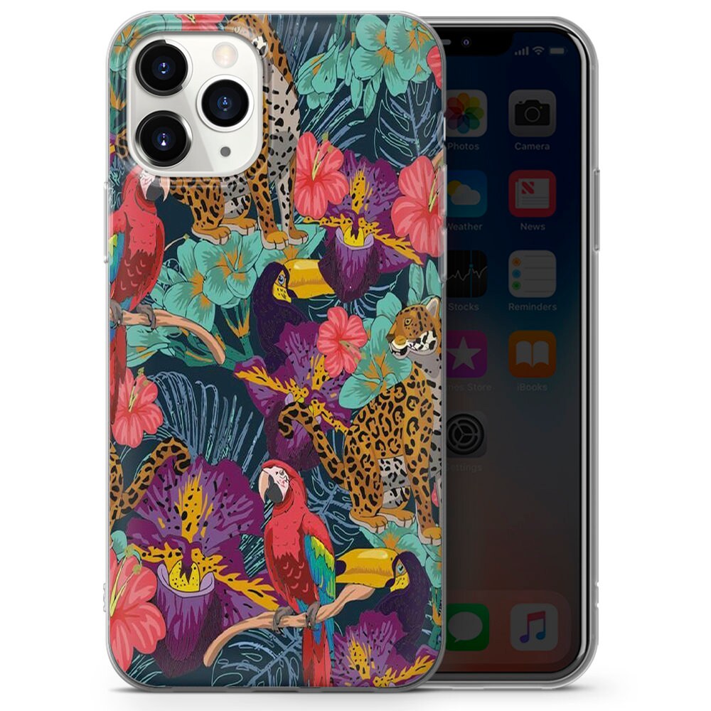 Jungle Animals Tiger Monkey Parrot Phone Case Cover - Etsy UK